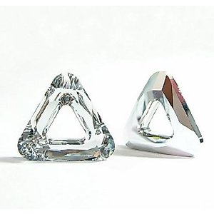 1 pc Austria Crystal 4737 Comsic Triangle Frame Ring Clear CALVSI Foiled Charm Pendant 14mm / Findings/Austrian Elements