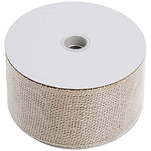 Morex Ribbon 1252.60/10-004 Burlap 2.5" X 10 YD Jute Wired Ribbon, Natural, Arts & Crafts Burlap Roll for Wedding Decor and Farmhouse Christmas Decor, Rustic Christmas Decorations Indoor Home Decor