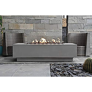Elementi Granville Fire Table Cast Concrete Natural Gas Fire Table, Outdoor Fire Pit Fire Table/Patio Furniture, 45, BTU Auto-Ignition, Stainless Steel Burner, Lava Rock Included