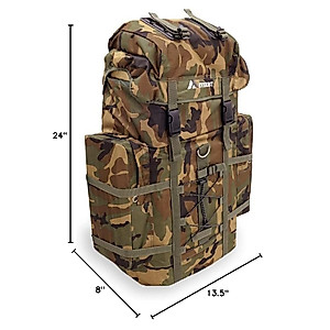 Everest Woodland Camo Hiking Pack, Camouflage, One Size