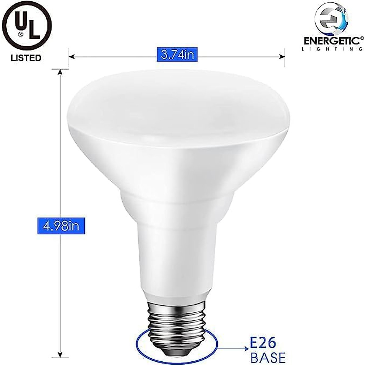 Energetic 20 Pack 65W BR30 LED Recessed Light Bulb, Dimmable, 650 Lumens, Soft White 2700K, E26 Base, Indoor Flood Light for 5/6 Inches Cans, UL Listed