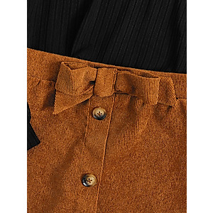 SOLY HUX Girl's Skirt Outfits Long Sleeve Knitted Shirt Sweater Tshirt Tops & Mini Skirt Design Cute Clothes 2 Piece Set Black and Brown 12 Years