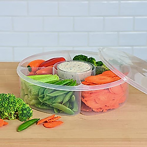 Youngever Plastic Food Platter, 5 Compartment Candy and Nut Serving Container, Appetizer Serving Tray With Lid