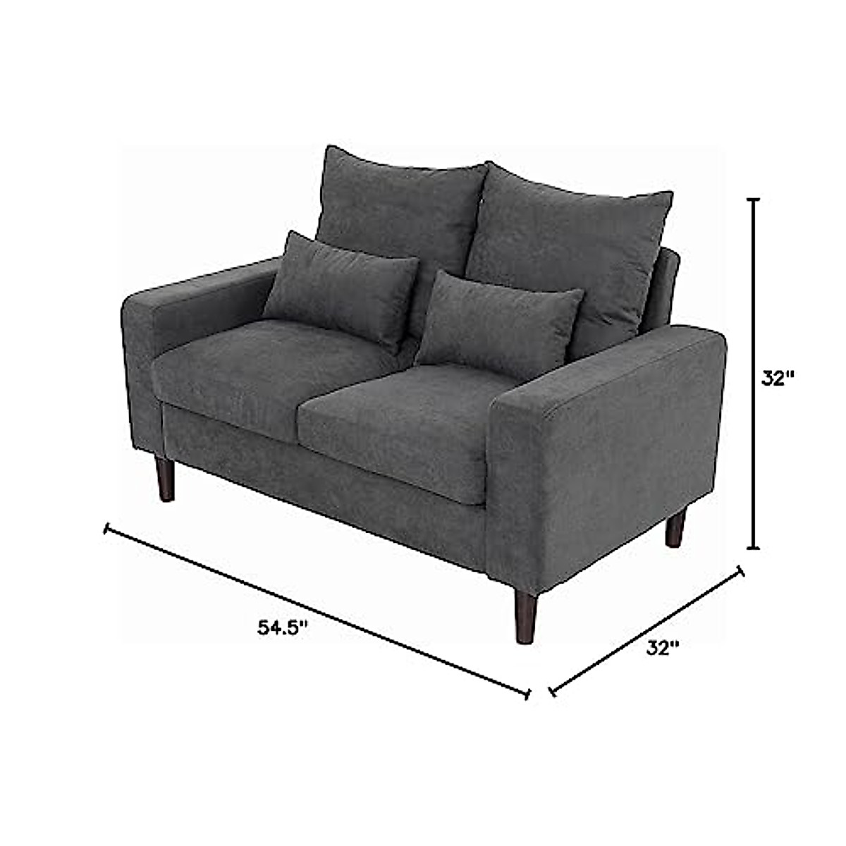 Panana Linen Fabric 2 Seater Loveseat with Armrest, Double Seat Compact Sofa Couch for Living Room Furniture (Grey)