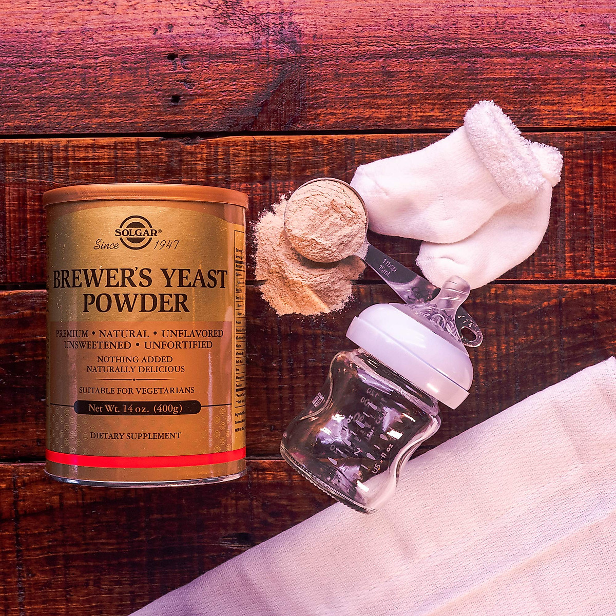 Solgar Brewer's Yeast Powder, 14 oz - Rich Source of Amino Acids, B-Complex Vitamins, Minerals, & Protein - Natural, Unflavored, Unsweetened - Dairy Free, Vegetarian - 13 Servings (Packaging may vary)