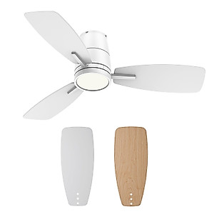 TALOYA 42inch Ceiling Fans with Lights and Remote Control, Quiet DC Motor, Double-faced Blades, Modern Low Profile Ceiling Fan for Bedroom, Living Room, Dining Room, Office