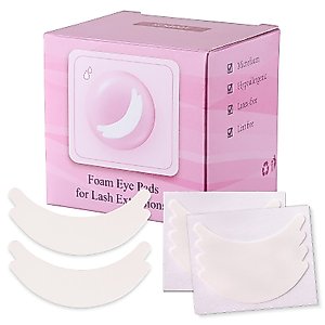 Pretty memory 100 Pairs Foam Eye Pads for Lash Extensions, Lint Free Hypoallergenic Sticky Lash Pads, Under Eye Pads for Lash Extensions, Lash Tech Supplies Must Haves, Latex Free