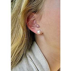 Sllaiss 925 Sterling Silver Austria Pearl Earrings 18K Gold Pink Earrings Sets Stud Earrings for Women (3 Pairs 4mm 6mm 8mm)