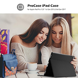 ProCase Cover for iPad Pro 12.9 2017/2015 (Old Model, 2nd & 1st Gen), Slim Stand Protective Folio Case Smart Cover for iPad Pro 12.9 Inch 2nd Gen 2017 / iPad Pro 12.9 Inch 1st Gen 2015 -Black