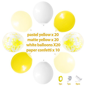 Yellow and White Balloons, 70pcs Yellow Balloons for Birthday Baby Shower Sunflower Honeybee Theme Party Supply…