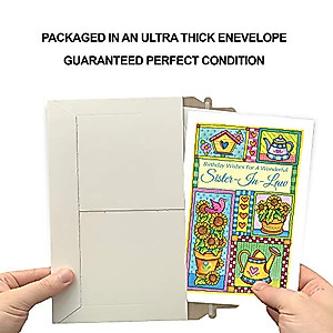 Birthday Card Sister-In-Law | Made in America | Eco-Friendly | Thick Card Stock with Premium Envelope 5in x 7.75in | Packaged in Protective Mailer | Prime Greetings