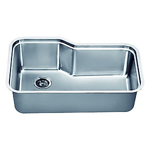 Dawn DSU3118 Undermount Single Bowl Sink with Side Drain, Polished Satin