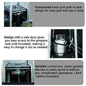 Patio Propane Heater Outdoor Patio Heater 48,000 BTU Pyramid Outdoor Heater Quartz Glass Tube Propane Heater Gas Patio Heaters for Outdoor Use with Wheels,Cover,Ground Nails,Detachable Table