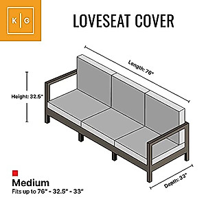 KHOMO GEAR - PANTHER Series - Waterproof Heavy Duty Outdoor Lounge Loveseat Sofa Patio Cover - Medium - 2 & 3 Seats, Black
