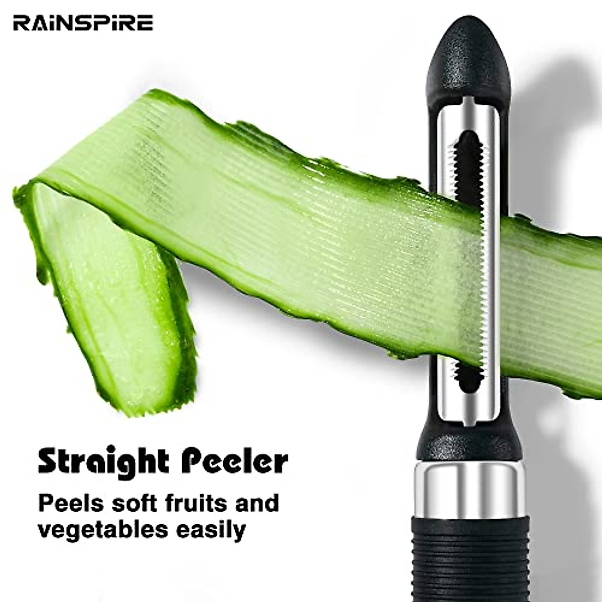 Rainspire 3-Piece Peeler Set, Premium Swivel Vegetable Peeler, Kitchen Gadgets Apple Peeler Potato Peeler Veggie Peeler Fruit Peeler, Dishwasher Safe Kitchen Accessories, Black