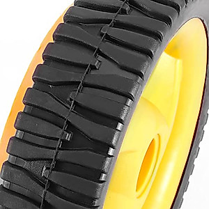 MAHIONG 2 Pack 8 Inch Mower Front Drive Lawn Mower Wheels, Flat Free Rubber Tire with 1/2 Axle, Rubber Replacement Wheels for Garden Lawn Mower