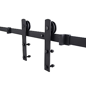 WOHLLEBEN 6 Feet Heavy Duty Sliding Barn Door Hardware Kit Easy to Install, Smoothly and Quietly, Sliding Doors Hardware Track Kit Suitable for Bedroom and Barn Storage(Classic, 72.04 inch)