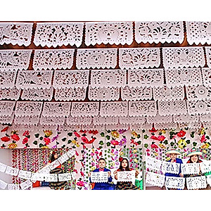 White Papel Picado, White Fiesta Banner, Mexican Theme Party Supplies, Mexican Wedding Flags Cinco de Mayo Tissue Paper Panels WS700