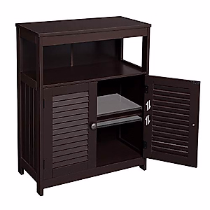 VASAGLE Bathroom Floor Cabinet, Freestanding Bathroom Storage Cabinet with Double Shutter Doors and Adjustable Shelf, for Living Room, Entryway, Kitchen, Brown UBBC40BR
