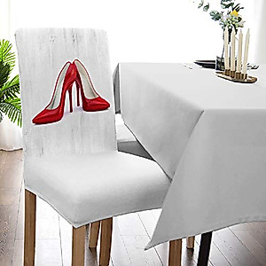 Red High Heels Removable Chair Covers, Furniture Protector for Kids, Pet, Easy to Clean Chair Protectors Covers Set of 8 - White Wooden Board