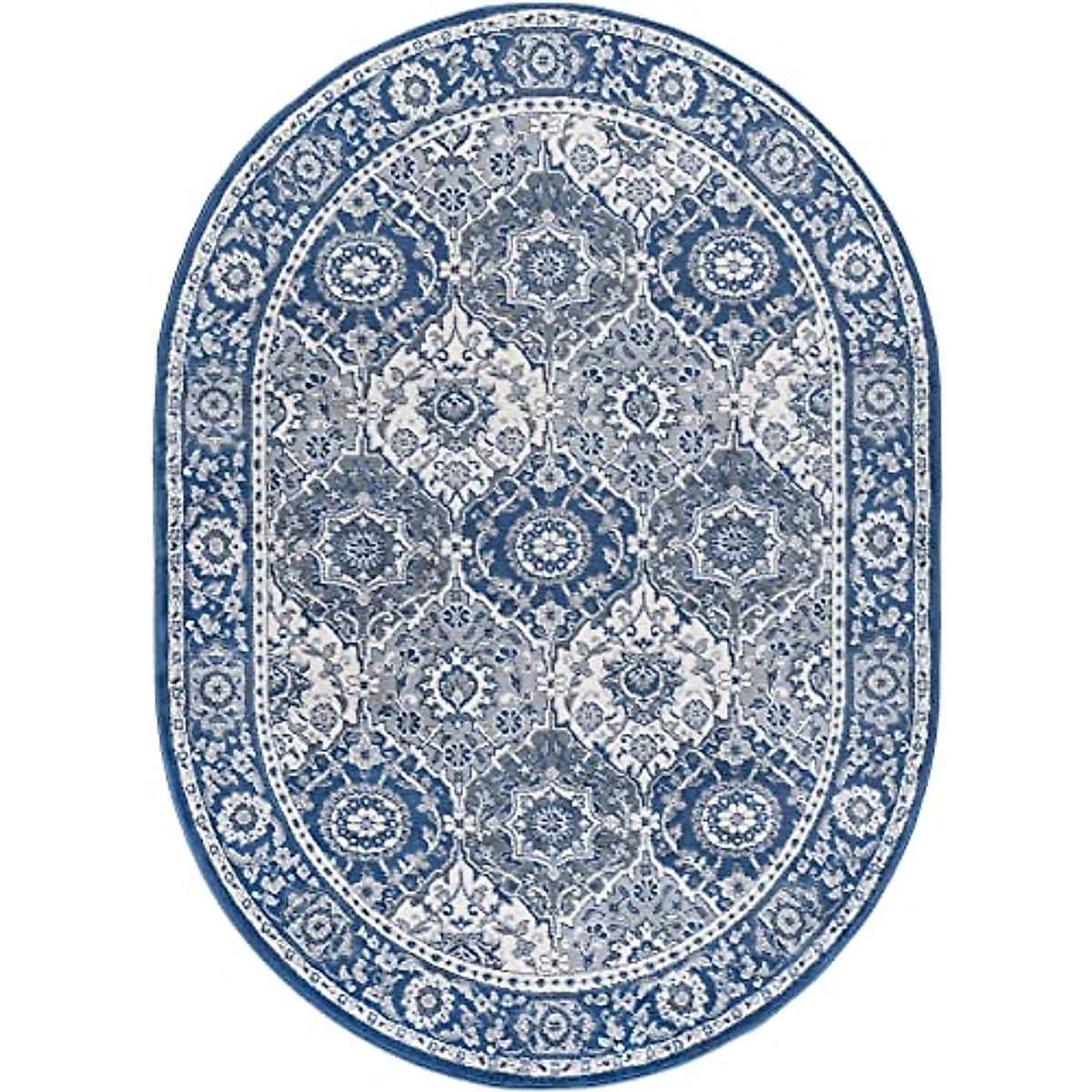 Newcomb Traditional Oriental Navy Oval Area Rug, 5' x 7' Oval
