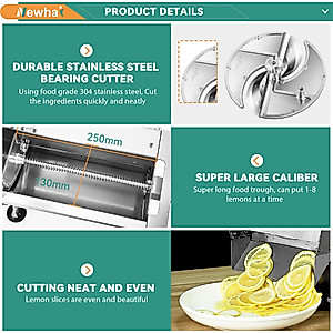 Newhai Commercial Vegetable Slicer Electric Potato Slicing Machine Sweet Potato Slicer Automatic Fruit Slicer 0-10mm (0-0.4’’) Stainless Steel for Cabbage Onion Tomato (110V US Plug)