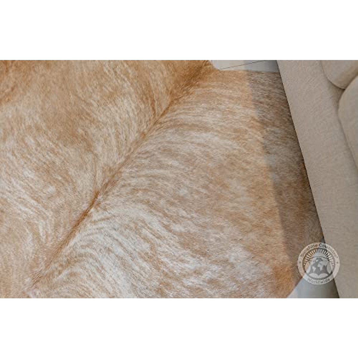 Genuine Exotic Beige Cowhide Rug Large 6 x 6-7 ft. 180 x 210 cm