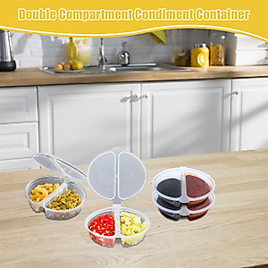 YTGOCN 100 Transparent Condiment Containers Double Condiment Containers With Hinged Lids, Small Snack Containers For Dips, Portable Seasoning Containers