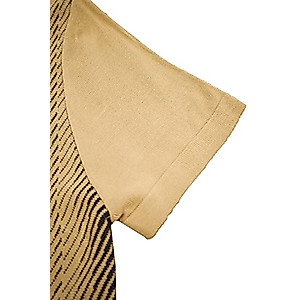 Men’s Short Sleeve Knit Sports Shirt - Modern Polo Vintage Classics: Mélange Panel (3XL, Cafe Stripe)