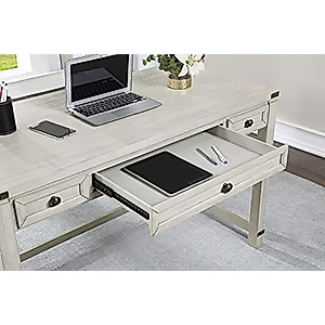 OSP Home Furnishings Baton Rouge Traditional Home Office Writing Desk, Champagne Oak Finish