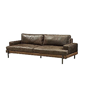 ACME Sofa Oak & Distress Chocolate Top Grain Leather