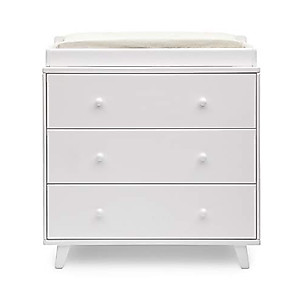 Delta Children Ava 3 Drawer Dresser with Changing Top, Greenguard Gold Certified, White