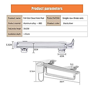 Extendable Closet Pull Out Rod,Retractable Metal Closet Valet Rod, Closet Rods for Hanging Clothes, Pull Out Clothes Hanger Closet, Multifunction Clothing Rack for Clothing Storage,5 Pcs Pants Rack