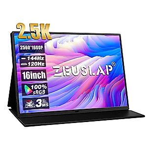 2.5K 16-inch Portable Display, 1600P IPS Screen, 100% Color Gamut, 144HZ, with Foldable Stand