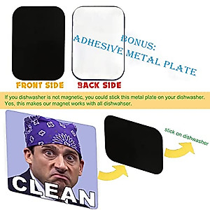 Michael Scott Prison Mike Dishwasher Magnet Clean Dirty Sign Sticker Strongest Magnet Double Sided Flip with Metal Magnetic Plate Universal Kitchen Dish Washer Reversible Indicator