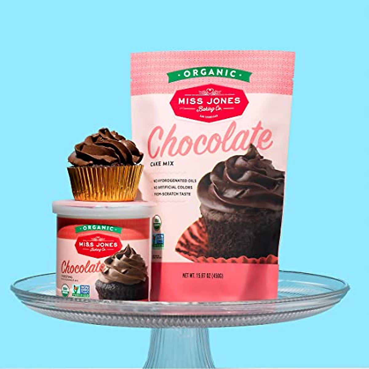 Miss Jones Baking Organic Cake and Cupcake Mix, Non-GMO, Vegan-Friendly, Moist and Fluffy: Chocolate (Pack of 1)