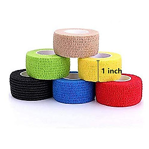 12 Pack 1" x 5 Yards Self Adhesive Elastic Bandage Wrap Stretch Self-Adherent Tape for First Aid,Sports, Wrist, Ankle (10 Colors)