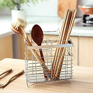 DOITOOL Dish Rack Cutlery Drainer Wall Mounted Stainless Steel kitchen Utensil holder Kitchen Utensil Storage Organizer Caddy for Chopsticks Forks Spoons Tableware Dish Drainer Rack Sponge Holder