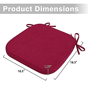 Shinnwa Kitchen Chair Cushions Set of 4 with Ties Memory Foam Dining Chair Pads Thickened Decorative Seat Cushions for Dorm Chairs 16.5 x 16.25 inches Burgundy