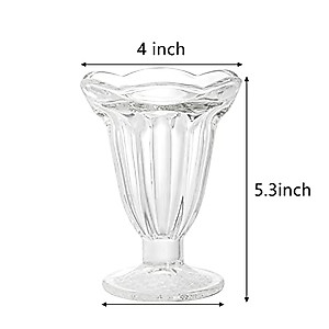 ZENFUN 6 Pack Glass Tulip Sundae Cups, 6.7 Ounce Clear Milkshakes Footed Ice Cream Cups Dessert Bowls Set for Sherbet Trifle, Fruit, Salad, Snack, Cocktail