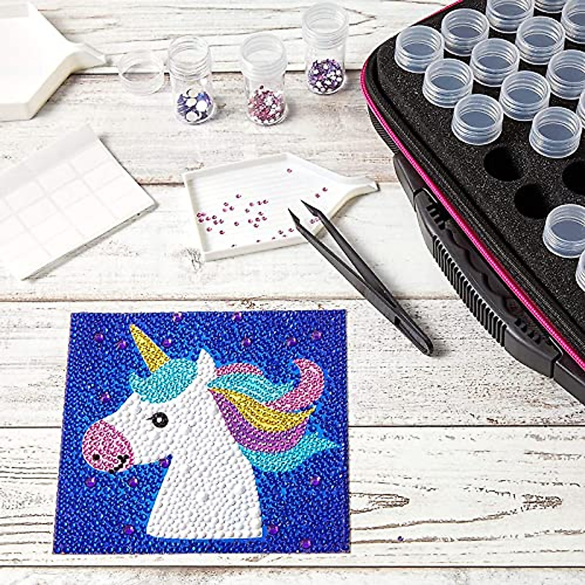 Diamond Painting Kits for Adults, with Embroidery Box, Tray, Tweezers (66 Pieces)