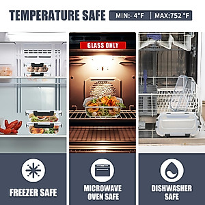 DONQQCC 6 Pack Glass Food Storage Containers, Ideal for Lunch, Meal Prep, Leftovers, Airtight Bento Boxes with Leak Proof Locking Lids, Freezer to Microwave Safe