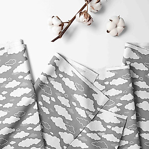 Bacati Clouds in The City Grey Clouds Crib/Toddler Bed Skirt Dust Ruffle, White/Grey