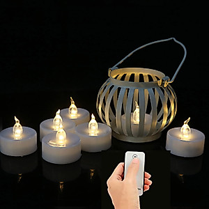 Led Tea Lights with Remote Control-12 Pack Battery Tea Lights Realistic and Bright Flickering Flameless tealights Candles with Remote for Seasonal & Festival Celebration Halloween Warm White