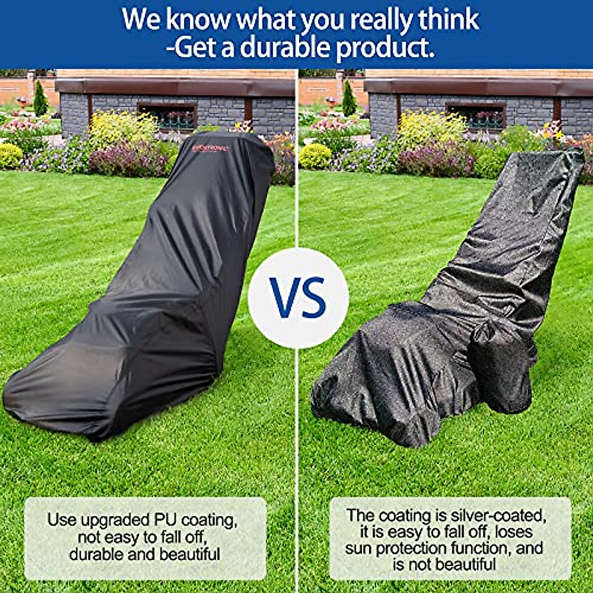 Eventronic Lawn Mower Cover, Heavy Duty 420D Marine Grade Fabric, Waterproof Push Mower Cover, Universal Lawn Mower Cover with Drawstring & Cover Storage Bag