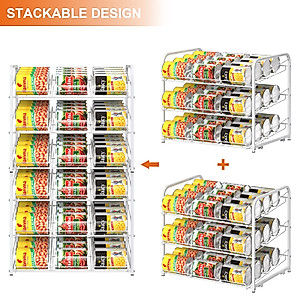 MOOACE Stackable Can Rack Organizer 2 Pack, Can Storage Dispenser for 72 Cans, Can Organizer for Pantry Kitchen Cabinet, White