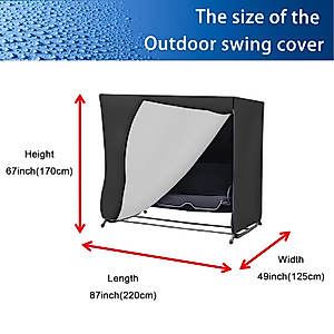 Schleuder Outdoor Swing Cover, Porch Swing Cover Waterproof, Patio Swing Covers with Double Zipper, Swing Covers for Outdoor Furniture 420D Oxford Fabric - Black (87 * 49 * 67inch)
