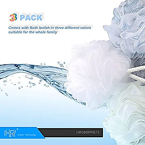 Loofah Sponge 75g Bath Sponge Exfoiating Body Scrubber HR Huare Technology Shower Loofah 3 Pack, Stocking Stuffers Xmas Gift Set for Family and Friends