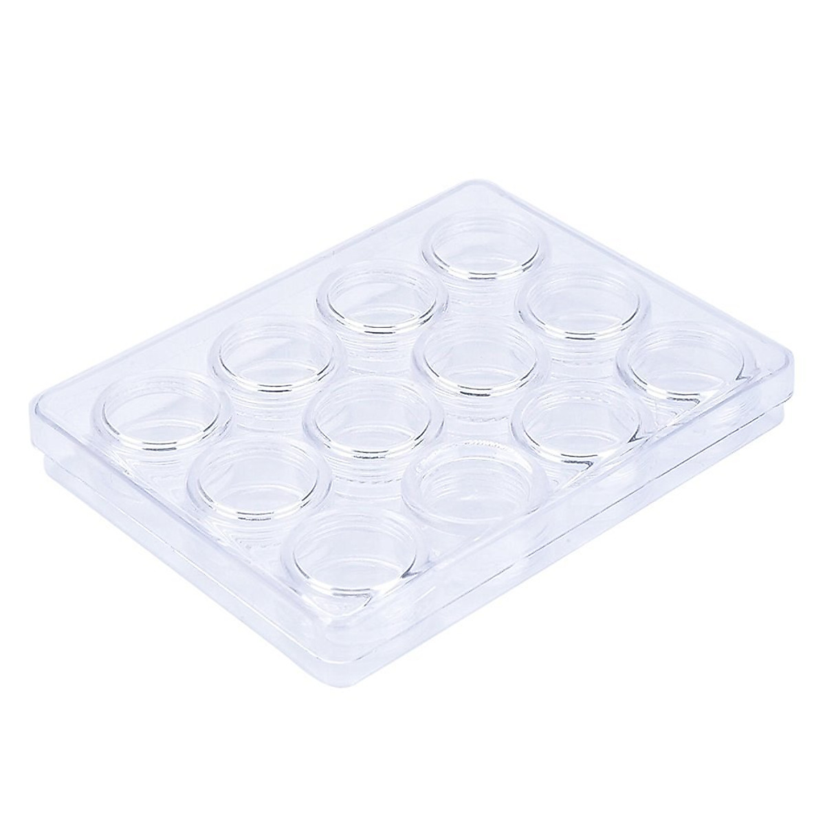 AKOAK Clear Bead Container with 12 Pcs 5G/5ML Empty Clear Plastic Cosmetic Containers Jars PotStorage Container Set for Makeup, Cream, Lotion, Sugar Scrubs, Eye Shadow, Slime, Paint, Jewelry Etc.