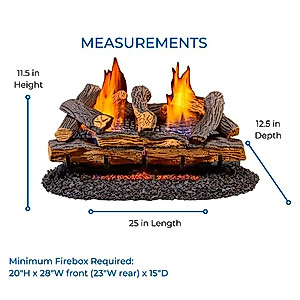 Duluth Forge DLS-24R-1 Dual Fuel Ventless Fireplace Logs Set with Remote Control, Use with Natural Gas or Liquid Propane, 33000 BTU, Berkshire Split Oak, 24 Inches